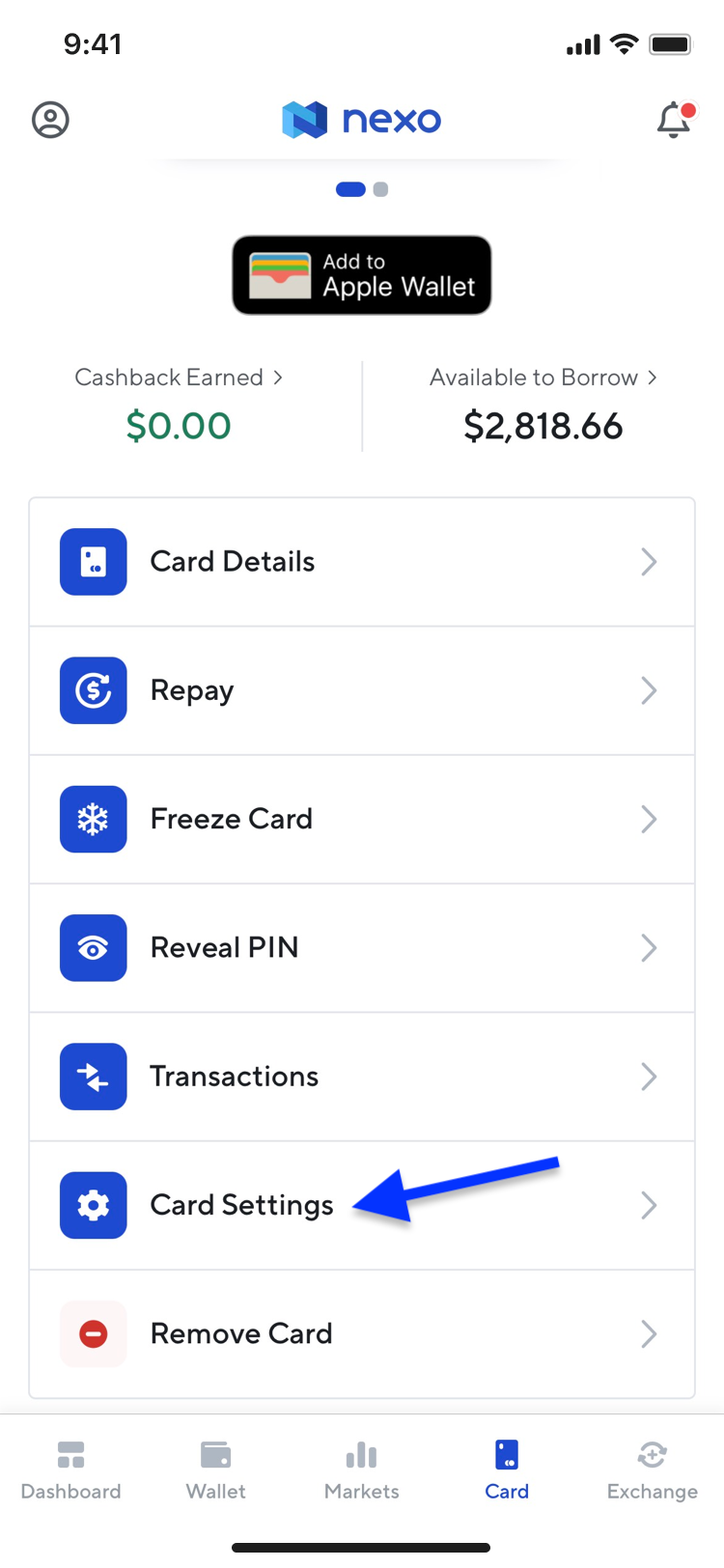What are the limits and fees of the Nexo Card? • Nexo