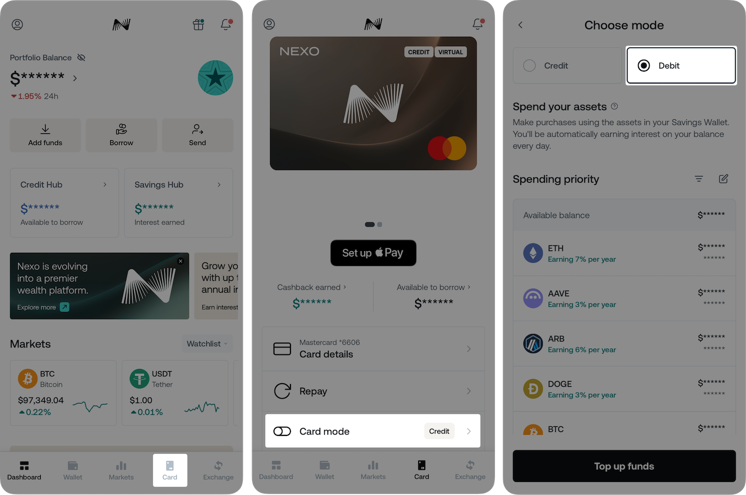 How does the Nexo Card work in Debit Mode • Nexo