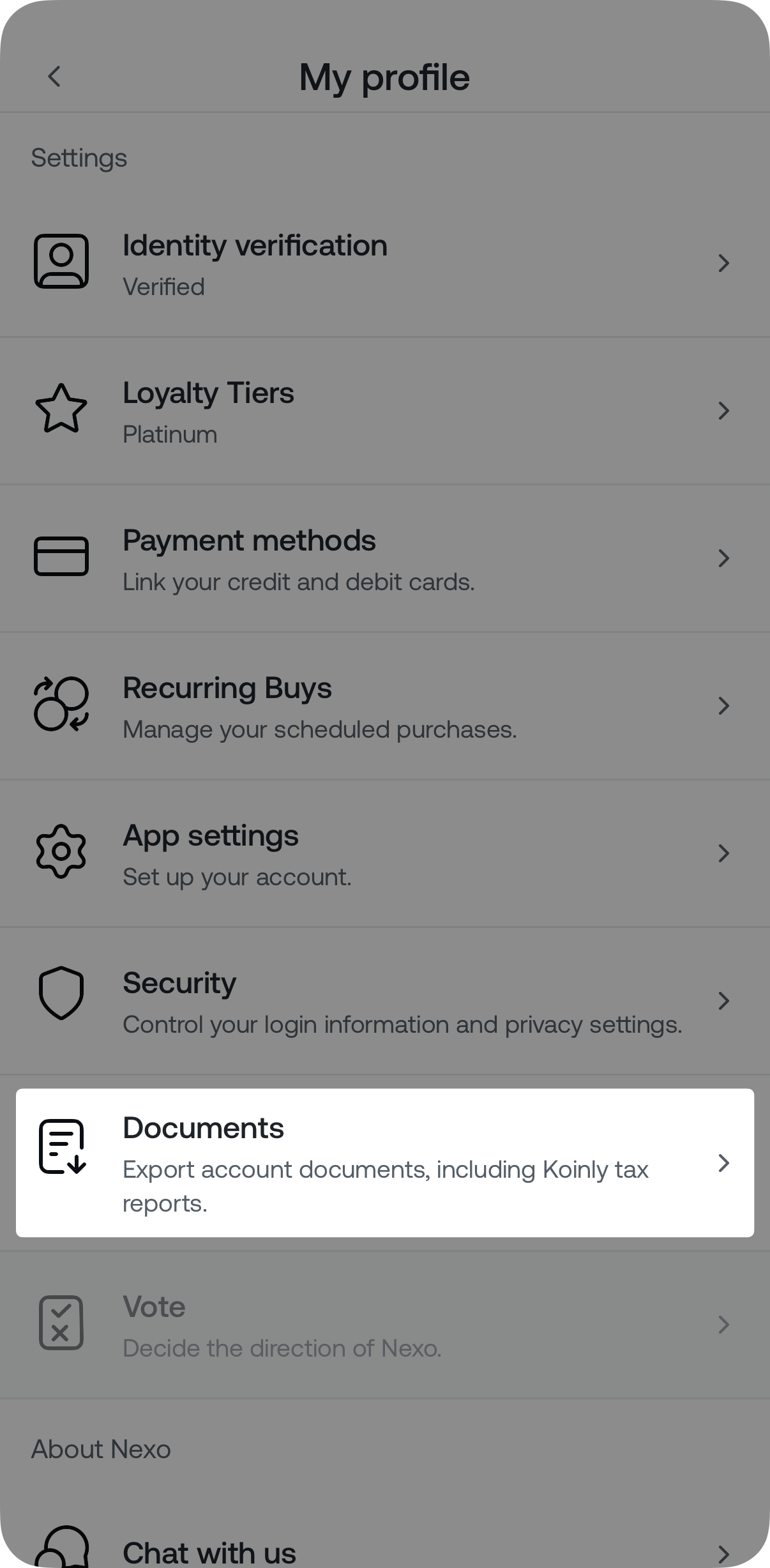 How to download account statements on Nexo and create a tax report via Koinly • Nexo