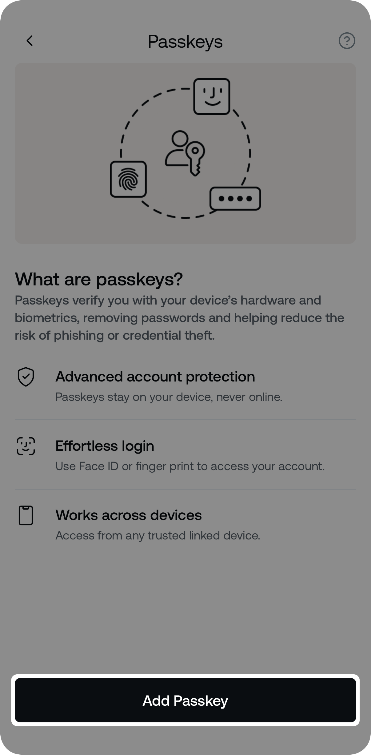 Cómo configurar y administrar passkeys • Nexo